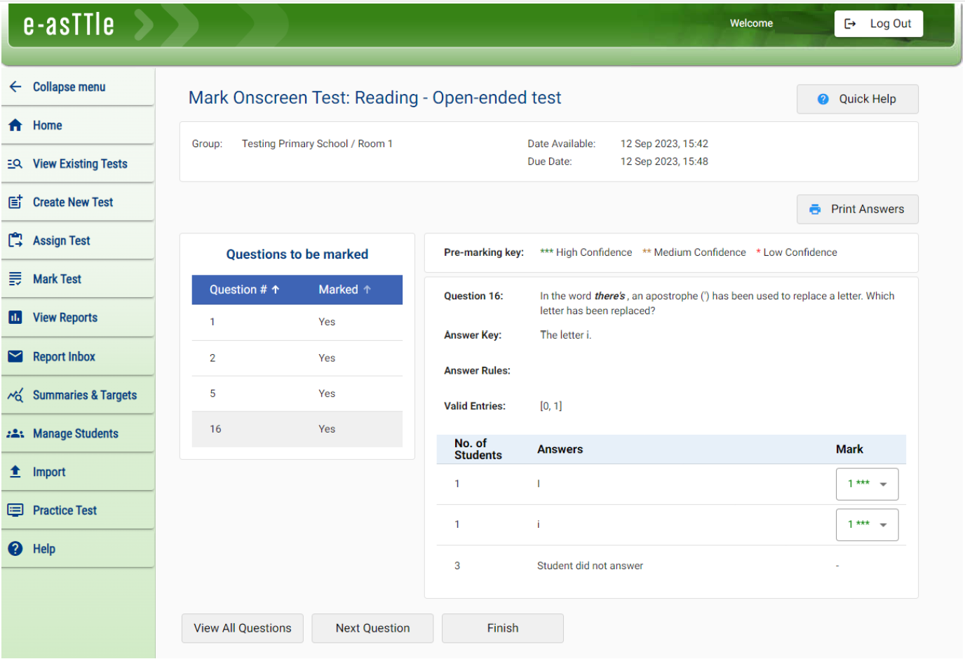 e-asTTle – Marking tests