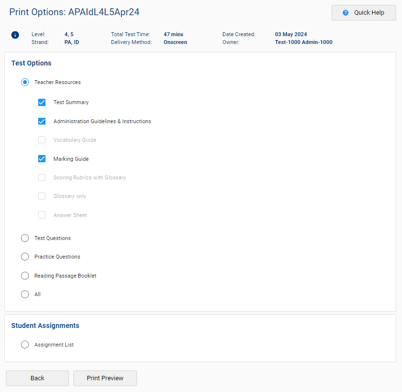 e-asTTle – Creating and managing tests
